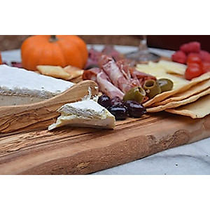 THE LIVE EDGE - Olive Wood Long Charcuterie Board | Rustic Large Wooden Cutting Board for Kitchen | Cheese and Bread Cutting Wood Board | Handmade Cutting Board for Meat | 16"L x 6.75"W x 0.75"Th