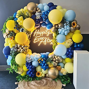207Pcs Royal Blue Yellow Balloon Arch Kit for Summer Lemon Birthday Wedding Party Decoration,Amalfi Coast Decors Her Main Squeeze Bridal Shower Graduation Party Supplies