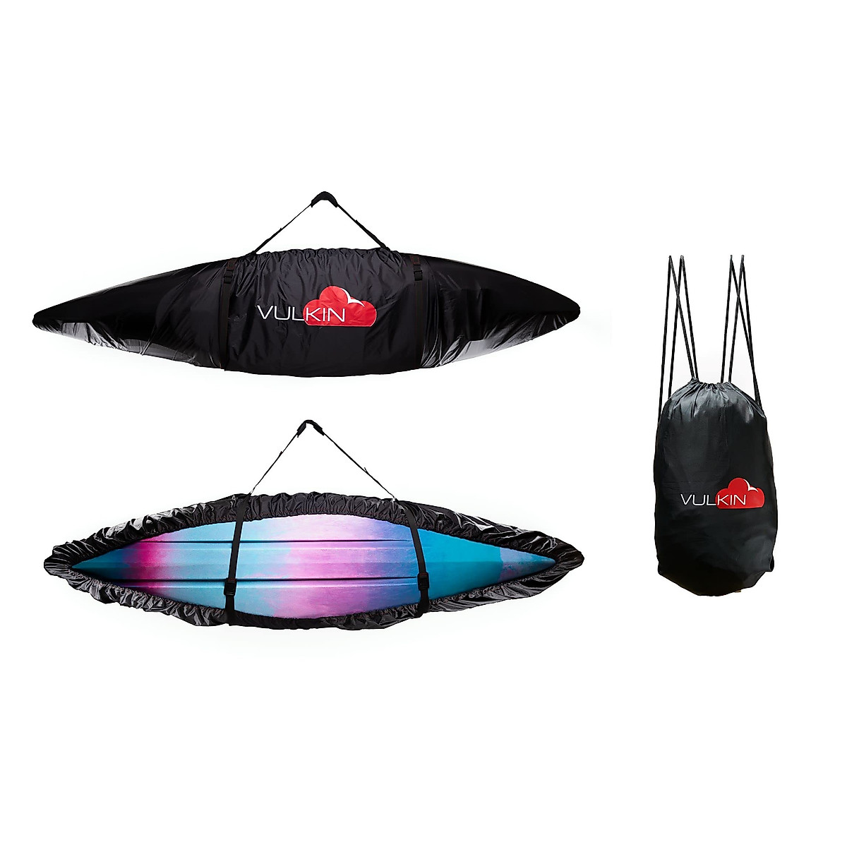 VULKIN Waterproof Kayak Cover, Tarp & Sun Skirt w/UV Protection for Fishing Kayak, Fishing Blind Port Hitch Bag. For Travel, Storage Dust Shield, Carrier w/Sling 9-10ft Black