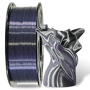 MIKA3D Silk Black Shiny PLA 3D Printing Filament, 1KG 2.2Lbs 3D Print Material with 1.75mm High Diameter Accuracy, Neatly Wound Silk PLA Widely Support for FDM 3D Printers