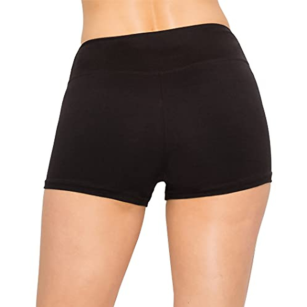 ALWAYS Women Workout Yoga Shorts - Premium Buttery Soft Solid Stretch Cheerleader Running Dance Volleyball Short Pants Black Petite X-Small