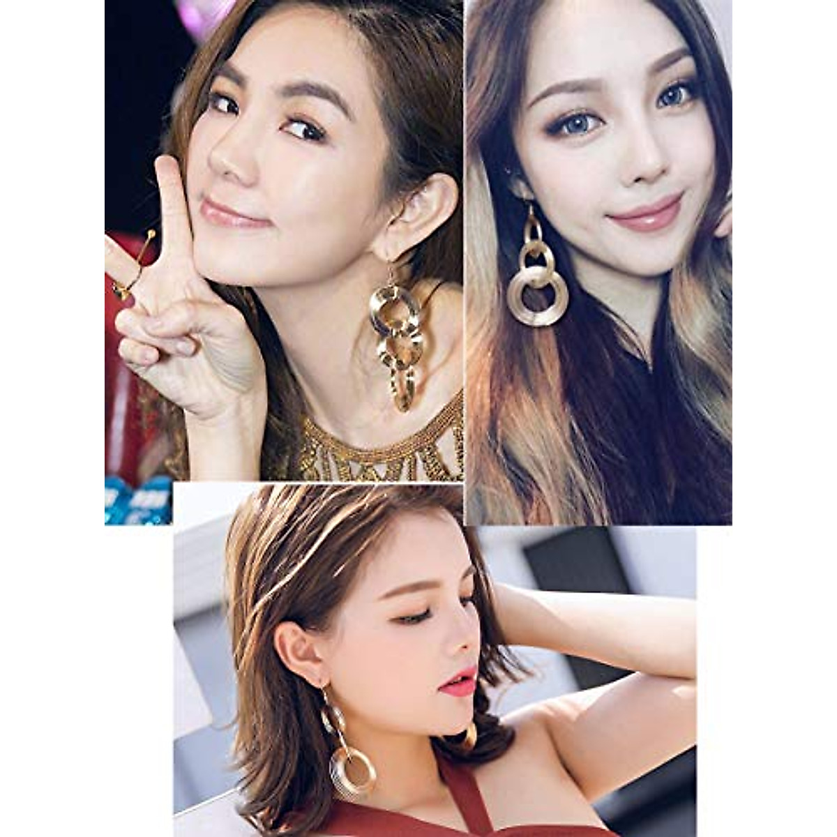 Zealmer Women 16K Gold Plated Tiered Sprial Dangle Earrings