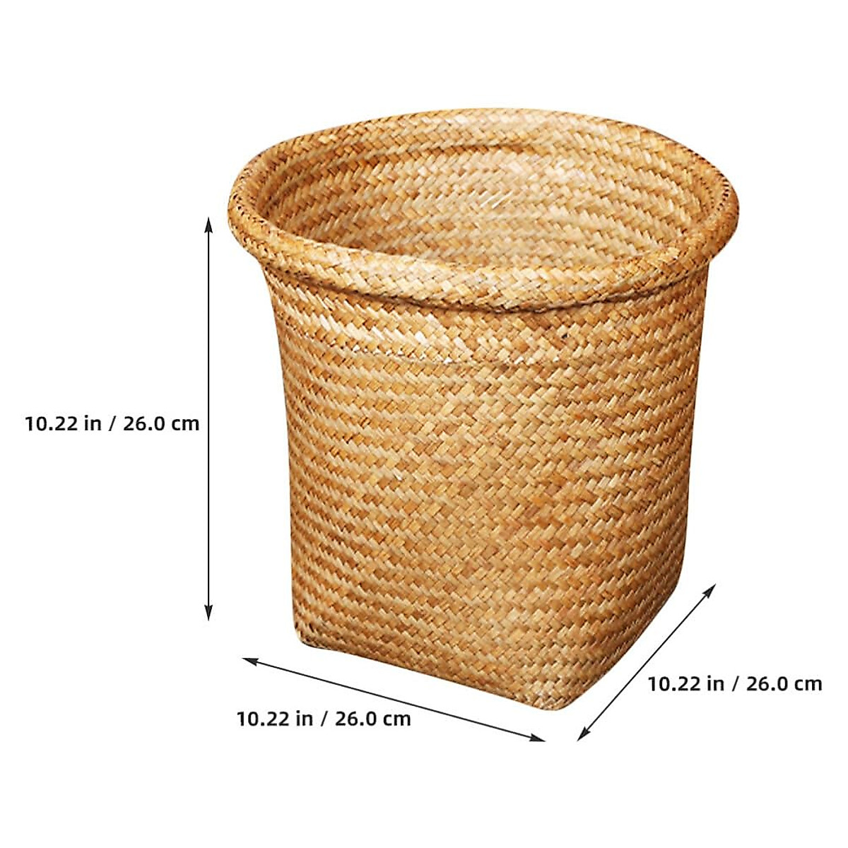 ABOOFAN Wicker Waste Basket Straw Woven Trash Can Rustic Garbage Container Bin Flower Basket for Bathroom Kitchen Home Office M