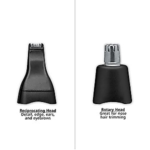 Wahl Groomsman Rechargeable Personal Pen Trimmer & Detailer for Hygienic Grooming with Rinsable, Interchangeable Heads for Eyebrows, Neckline, Nose, Ears, & Other Detailing - Model 3023284