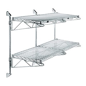 Quantum Storage Systems WC34-CB1872BK Cantilever Double Shelf Post Wall Mount, Carbon Steel, Epoxy Coated, Black, NSF
