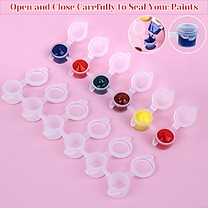 Caffox 240 Pieces Empty Paint Pot, 40 Strips Acrylic Mini Paint Container Strips Storage with Lids for Classrooms School Arts and Crafts Paint (3ml/ 0.1oz)