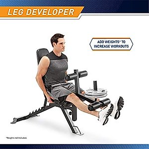 Marcy Adjustable 6 Position Utility Bench with Leg Developer and High Density Foam Padding SB-350,dark gray