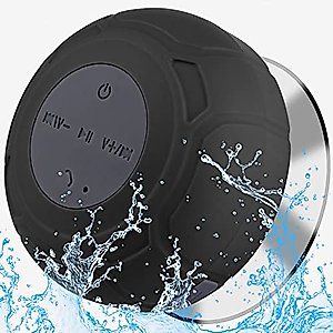Annlend Waterproof Bluetooth Shower Speaker Portable Wireless Water-Resistant Speaker Suction Cup,Built-in Mic Gifts for Kids Speakerphone for iPhone Phone Tablet Bathroom Kitchen - Black