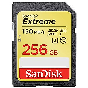 SanDisk 256GB Extreme SDXC UHS-I Memory Card - 150MB/s, C10, U3, V30, 4K UHD, SD Card - SDSDXV5-256G-GNCIN
