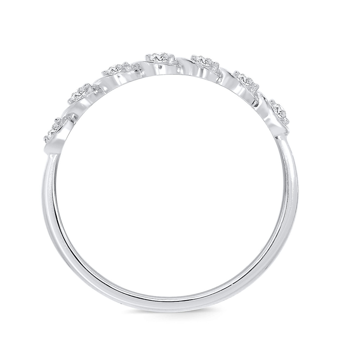 Elmas 1/10ct Round White Diamond 10K White Gold Twisted Band Ring for Women