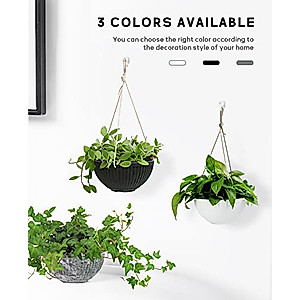 LaDoVita Large 10 Inch Hanging Planters Indoor with Pot, Hanging Pots for Plants, Outdoor Hanging Baskets, Hanging Flower Pot with Drainage Hole, Set of 2, Frosted White
