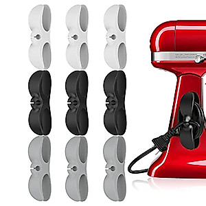 9PCS Cord Organizer for Appliances, UMUST Kitchen Appliance Cord Winder,Newest Designed Cord Holder,Cable Winder,Cord Wrapper Stick Firmly for Coffee Maker Pressure Cooker Etc(Black,White,Grey)