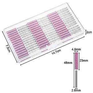 Weewooday 50 Pieces Burr Grinding Stone File with Plastic Storage Box, Polishing Grinding Tool Grinding Bits for Chainsaw Sharpener, 3/16 Inch/ 4.8 mm