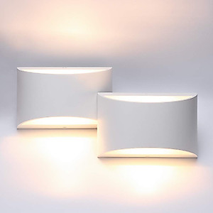 Aipsun Aluminum Modern Indoor LED Wall Sconce Hardwired Interior Wall Lights Set of 2 Up and Down Wall Mount Light for Living Room Bedroom Hallway Corridor Warm White 3000K(with G9 Bulbs)
