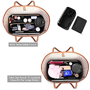 ZTUJO Purse Organizer, Felt Bag Organizer Purse Organizer Insert For Speedy, Neverfull, Graceful, Neverfull,Tote, Handbag,Shaper (Medium, Black)