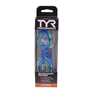TYR Junior Blackhawk Racing Googles, Clear/Blue/Green, One Size