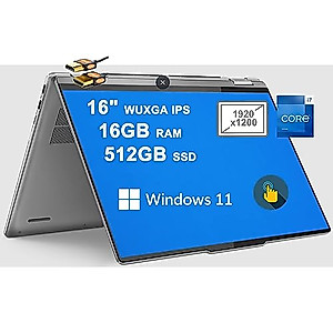Lenovo Yoga 7i 16 2-in-1 Laptop 16" WUXGA IPS Touchscreen Low Blue Light 13th Gen Intel 10-Core i7-1355U 16GB RAM 512GB SSD Fingerprint Backlit Thunderbolt4 HDMI Win11 Gray + HDMI Cable