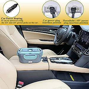 Electric Lunch Box Food Warmer Heater, 12V 24V 110V High Power Portable Microwave for Adults Food Heating, 1.5L Removable Stainless Steel Container for Car, Truck, Office, Home, Camping, Picnic