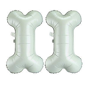 BinaryABC White Dog Bone Foil Balloons,Dog Birthday Party Supplies Decorations,2Pcs