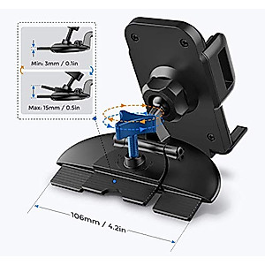 Pokanic Car Cell Phone CD Slot Mount Adjustable 360 Rotation Stand Holder Three-Side Grips Design One Touch Clamp Compatible with iPhone Galaxy Note Pixel Universal (CD Slot Mount)