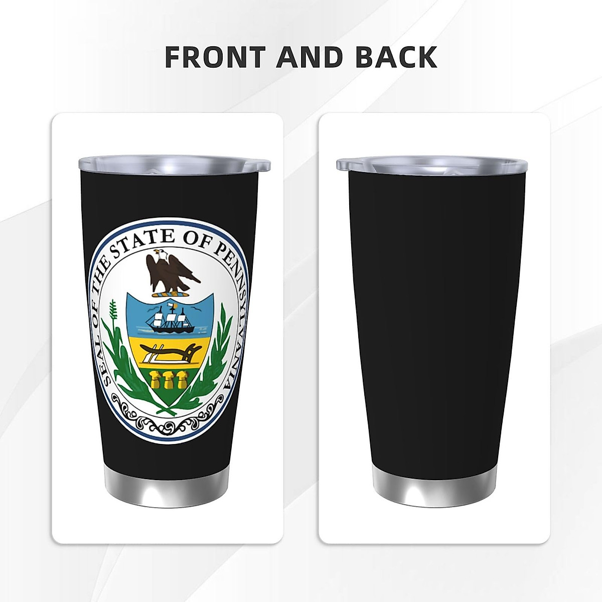 Biaomn Seal Of Pennsylvania Stainless Steel Tumbler Vacuum Insulated Travel Tumbler With Lid Coffee Mug Car Cup For Home Office Outdoor 20oz
