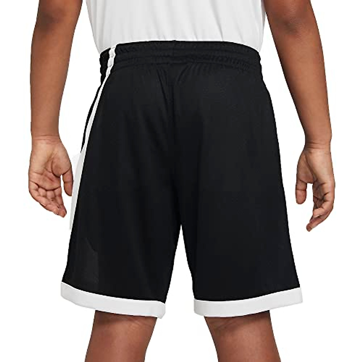 Nike Boy's Dri-FIT HBR Basketball Shorts (Little Kids/Big Kids) Black/White/White/White MD (10-12 Big Kid)