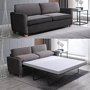 PUREMIND Sleeper Sofa Couch with Pullout Bed, Velvet Full Size Pull Out Sofa Bed with Folding Foam Mattress, 2-in-1 Pull Out Couch Bed Sleeper Loveseat Pull Out Bed for Living Room, Small Spaces