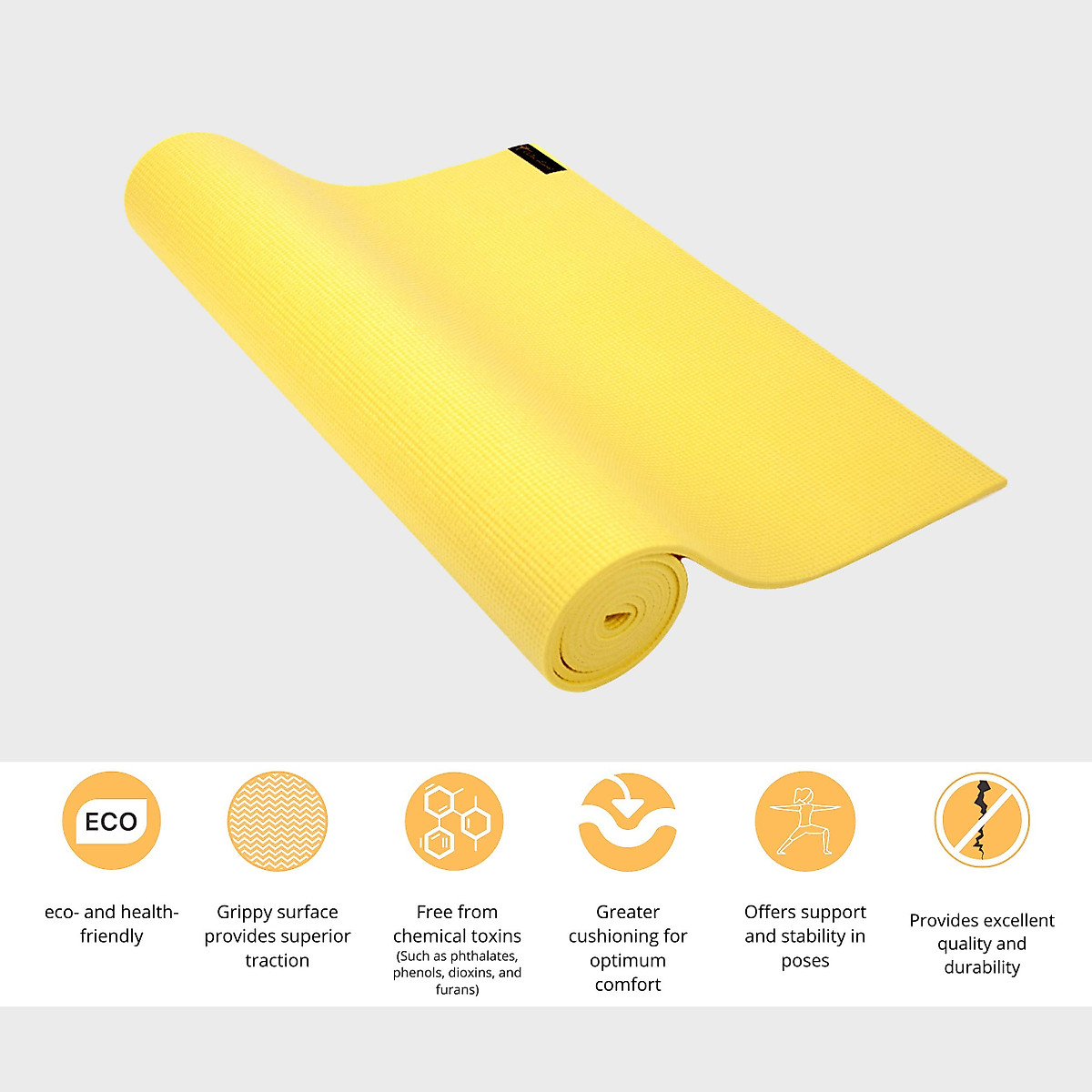 Wai Lana Phthalate-Free Mat (Color: Buttercup) - 1/4 inch Thick, Non-slip, Stylish, Lightweight, Optimum Comfort