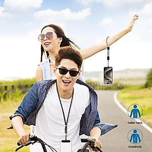 takyu Phone Lanyard, 2 Pack Adjustable Cell Phone Lanyard Crossbody Neck Strap & 2 Pack Phone Wrist Strap with Tether Tabs Compatible for iPhone Android Smartphones-Black Grey