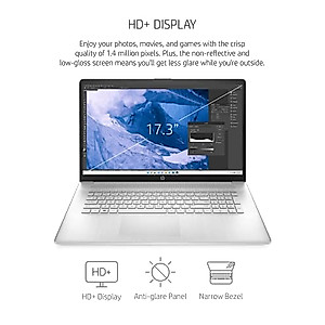 HP 17-inch Laptop, 11th Generation Intel Core i5-1135G7, Iris Xe Graphics, 8 GB RAM, 256 GB SSD, Windows 11 Home (17-cn0025nr,Natural Silver)