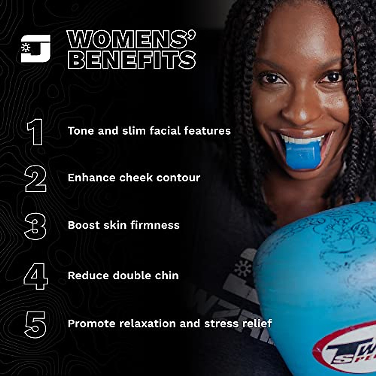 Jawzrsize Jaw, Face, and Neck Exerciser - Define Your Jawline, Slim and Tone Your Face, Look Younger and Healthier - Helps Reduce Stress and Cravings - Facial Exerciser (Advanced - Large, Purple)