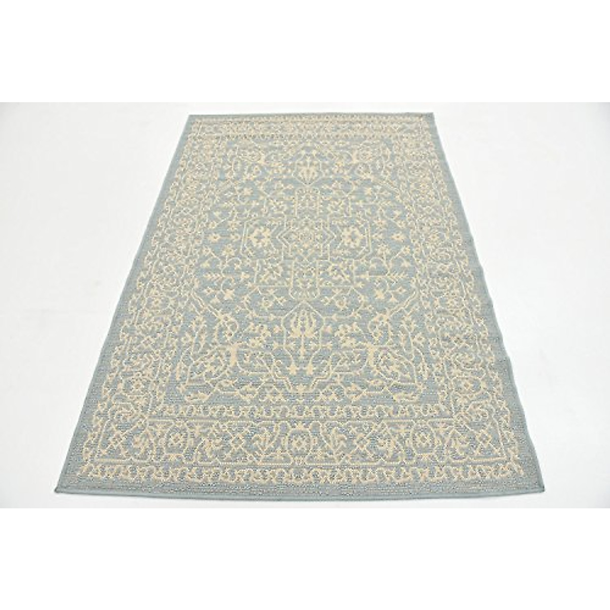 Unique Loom Botanical Collection Bohemian, Abstract, Traditional, Indoor and Outdoor Area Rug, 4' 0" x 6' 0", Light Blue/Beige