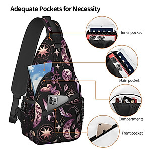 Sling Bag Tarot Moon Butterfly Magic Goth Hiking Daypack Crossbody Shoulder Backpack Travel Chest Pack for Men Women
