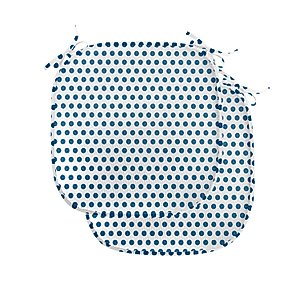 Lunarable Vintage Chair Seating Cushion Set of 2, Retro Polka Dots Navy Blue Circles Pop Art 50s 60s Picnic Inspired Image, Anti-Slip Seat Padding for Kitchen & Patio, 16"x16", Dark Blue and White