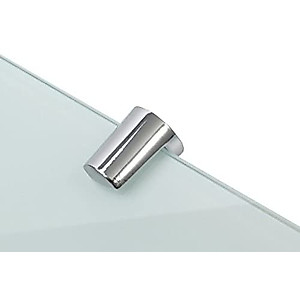 BSM Marketing 300mm (12" Approx) by 100mm White 6mm Thick toughened Safety Glass Shelf with Curved Edges and Chrome Shelf Supports