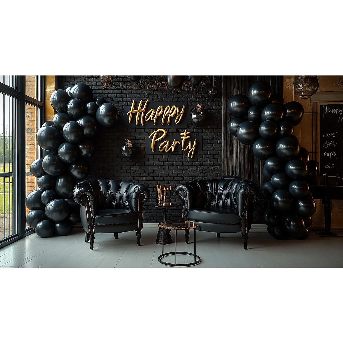 Bezente Black Balloons Latex Party Balloons - 100 Pack 12 inch Round Helium Balloons for Black Themed Wedding Graduation Anniversary Birthday Party Backdrop Decorations