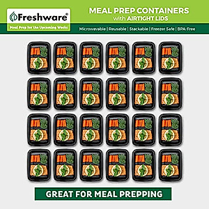 Freshware Meal Prep Containers [50 Pack] 1 Compartment Food Storage Containers with Lids, Bento Box, BPA Free, Stackable, Microwave/Dishwasher/Freezer Safe (16 oz)