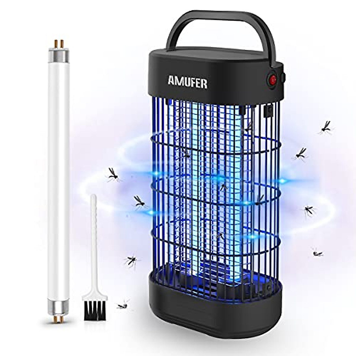 AMUFER Bug Zapper Indoor,Electric Mosquito Zapper with 20W UV Light,4400V Powerful Electric Shock Mosquito Trap, Fly Zapper(Black)
