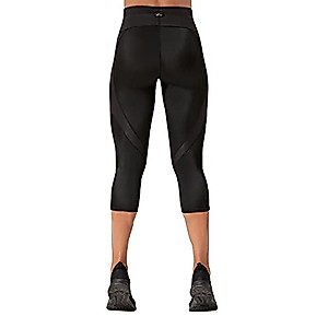 CW-X Women's Mid Rise 3/4 Capri Stabilyx Compression Legging Tights, Black, Small