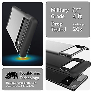 TUDIA DualShield Designed for Google Pixel 6 Pro Case (2021), [Merge] Shockproof Military Grade Heavy Duty Dual Layer Tough Protection for Pixel 6 Pro Case - Metallic Slate