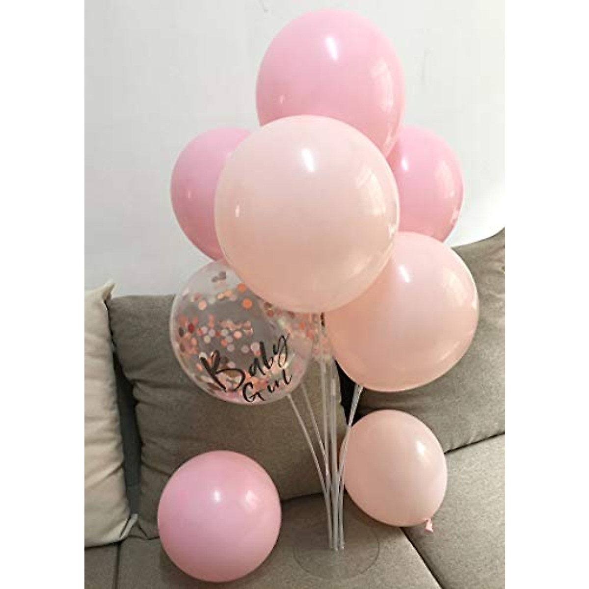 12inch Blush Pink balloons and Rose gold confetti Balloons for Baby Shower Birthday girl Party Decorations (Pastel Pink)