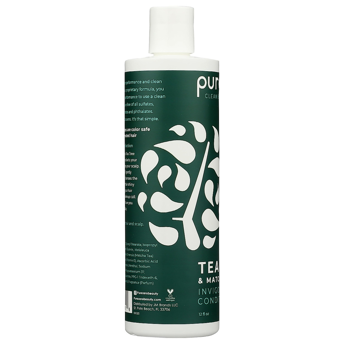Purezero Tea Tree & Matcha Conditioner - Minty Nourishing & Invigorating Scalp Treatment - Zero Sulfates, Parabens, Dyes Vegan and Cruelty Free - 12 oz
