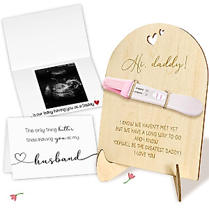 STOFINITY Pregnancy Announcement for Dad - Cute Baby Announcement Ideas, Pregnancy Reveal to Husband, Baby Surprise Announcement, Hi Daddy Pregnant Announcements, Wooden Pregnancy Test Keepsake Gift