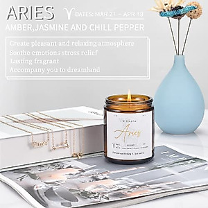 U.EHome Aries Zodiac Gifts，Aries Gifts for Women，March Birthday Gifts for Women, Zodiac Sign Gifts，Astrology Gifts for Women，All-Natural Soy Wax - 8oz,50 Hour Burn