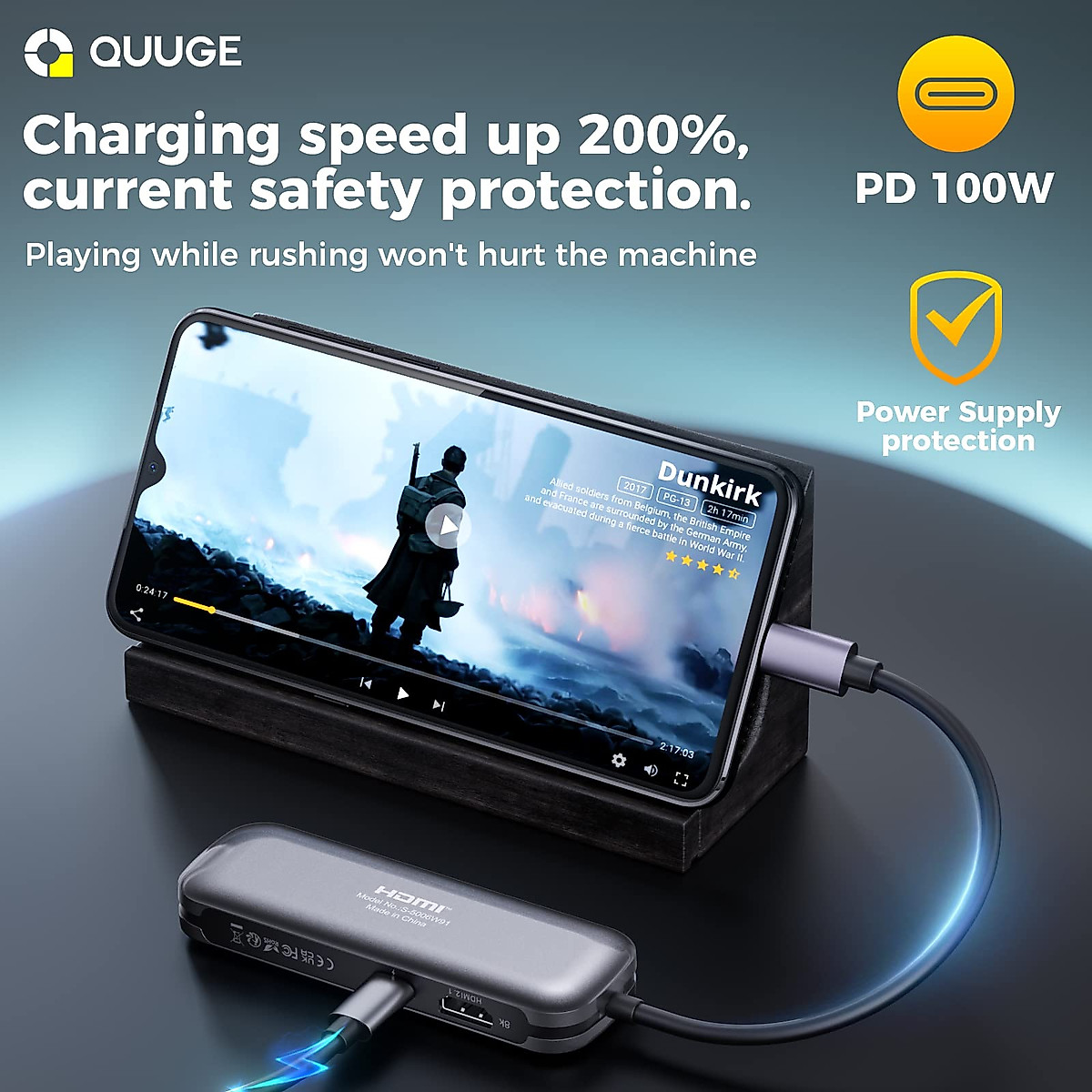 USB C Hub Multiport Adapter with 8K@30Hz / 4K@120Hz HDMI, 7 in 1 40Gbps USB C Docking Station for Laptop [100W PD, 10Gbps Data, 2.5G Ethernet, TF/SD 3.0] Compatible with MacBook Pro Air HP Dell More