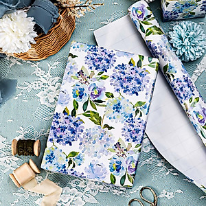 MIMUTI Floral Wrapping Paper- Wrapping paper Mini Roll - Purple Hydrangea Gift Wrapping Paper Design Perfect for Wedding, Birthday, Christmas, Baby Shower, Party, DIY Bouquet - 17 in x 33 ft