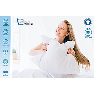 Comfort Beddings Queen Pillow Cases Set of 4 White 100% Organic Cotton 600 Thread Count Premium White Cotton Pillowcases, Queen Pillowcase Pillow Covers, 20 x 30 inch