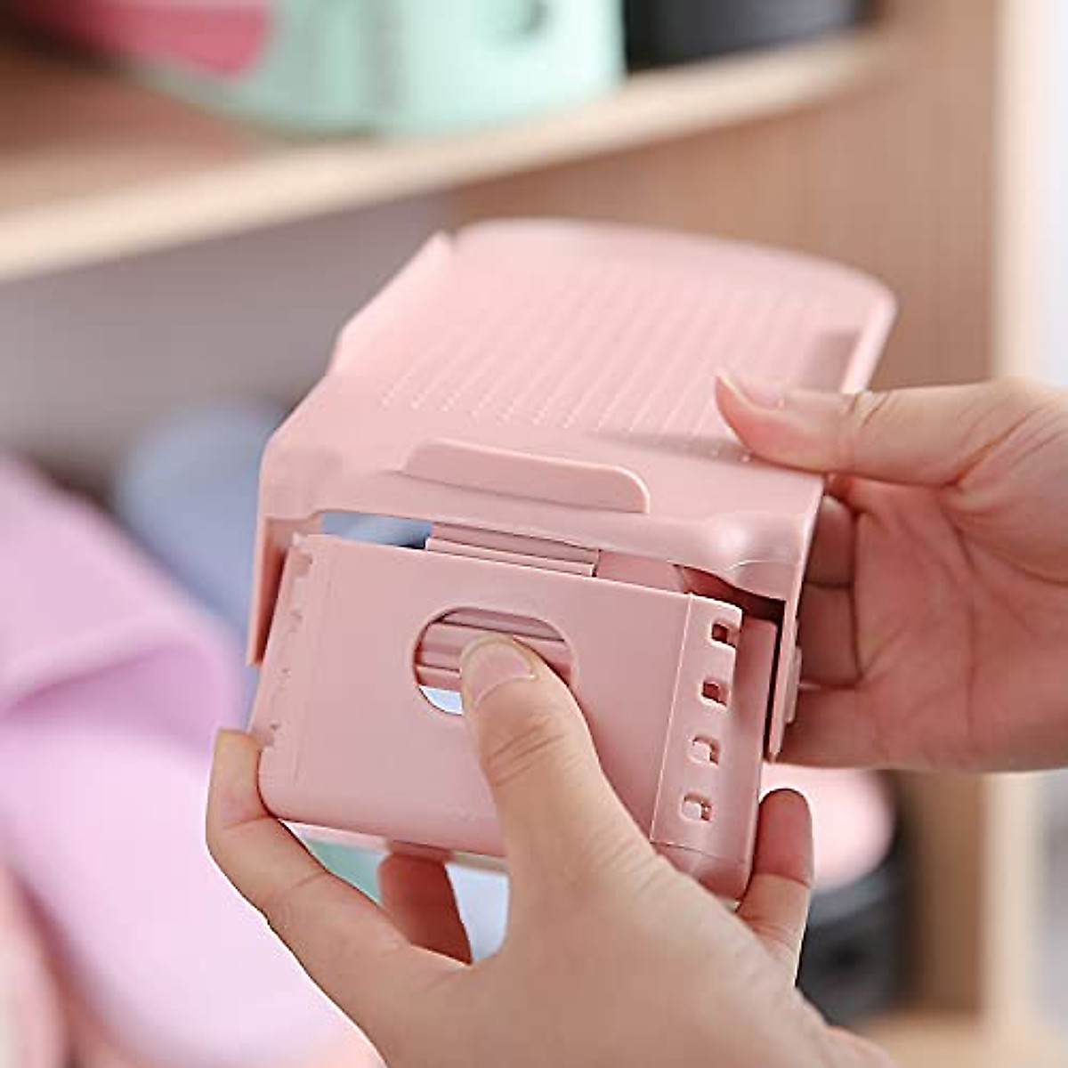 JunJia 10pcs Shoe Slots Organizer Space Saver Shoe Stacker Storage Adjustable Double Deck Rack Holder for Closet-Khaki