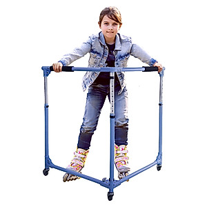 GanFindX Folding Skater Aid for Kids Roller Skating, Adjustable Height Roller Skate Trainer for Kids Toddler Training Walker (Denim Blue)
