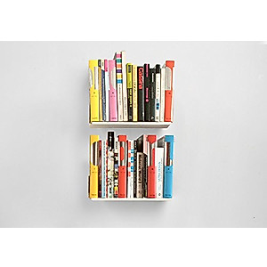 TEEbooks Bookshelf - Set of 2 Shelves - Steel - White - 45 x15 x 25 cm - for Large Format Books, Comics, Art Books
